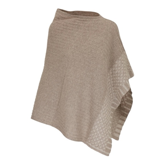 Kinross | Accessories | Kinross 4 Cashmere Suede Sand Ribbed Poncho ...